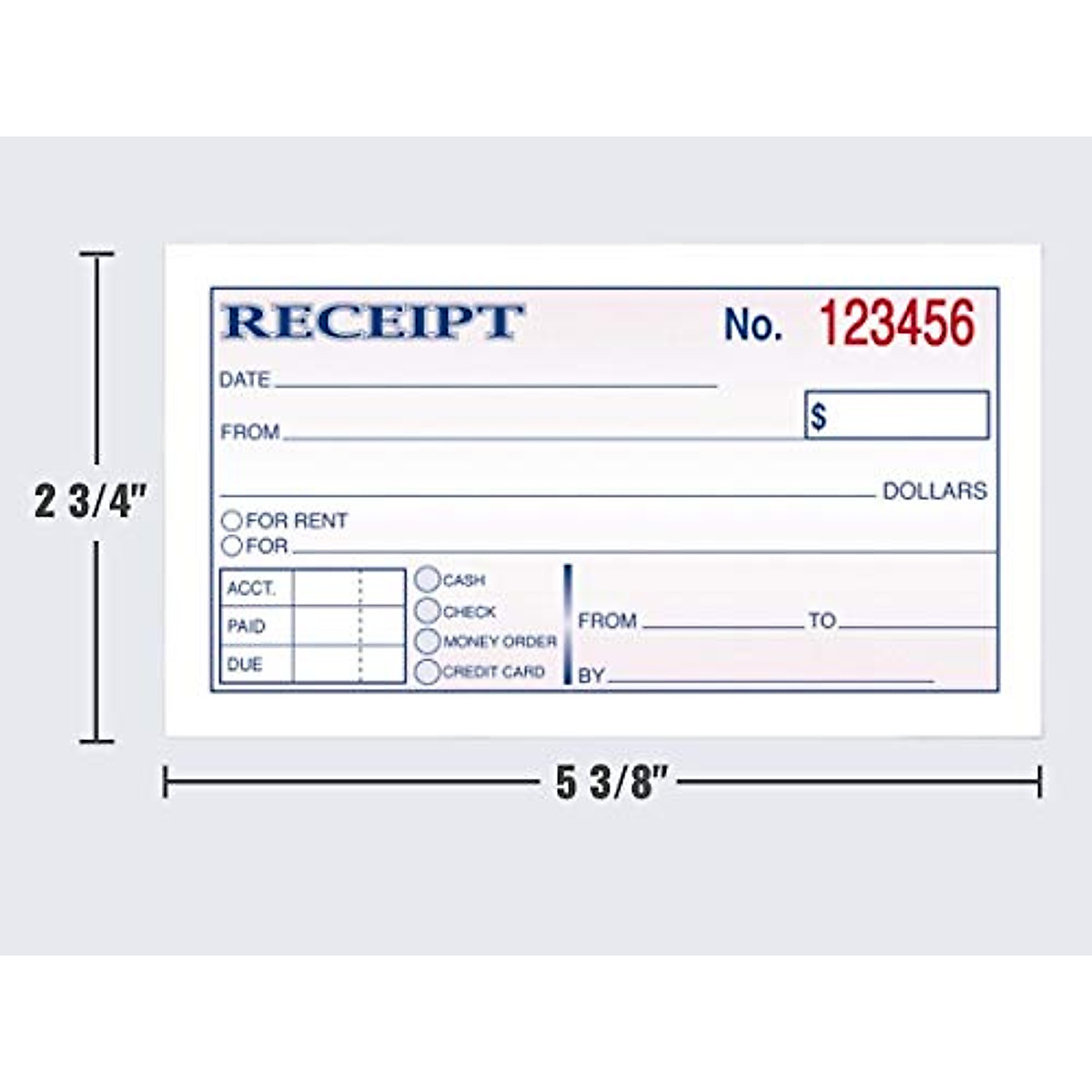 1InTheOffice Money and Rent Receipt, 2-3/4 x 5-3/8 Inches, 2-Parts, Carbonless, White/Canary, 50 Sets per Book (3 Books)