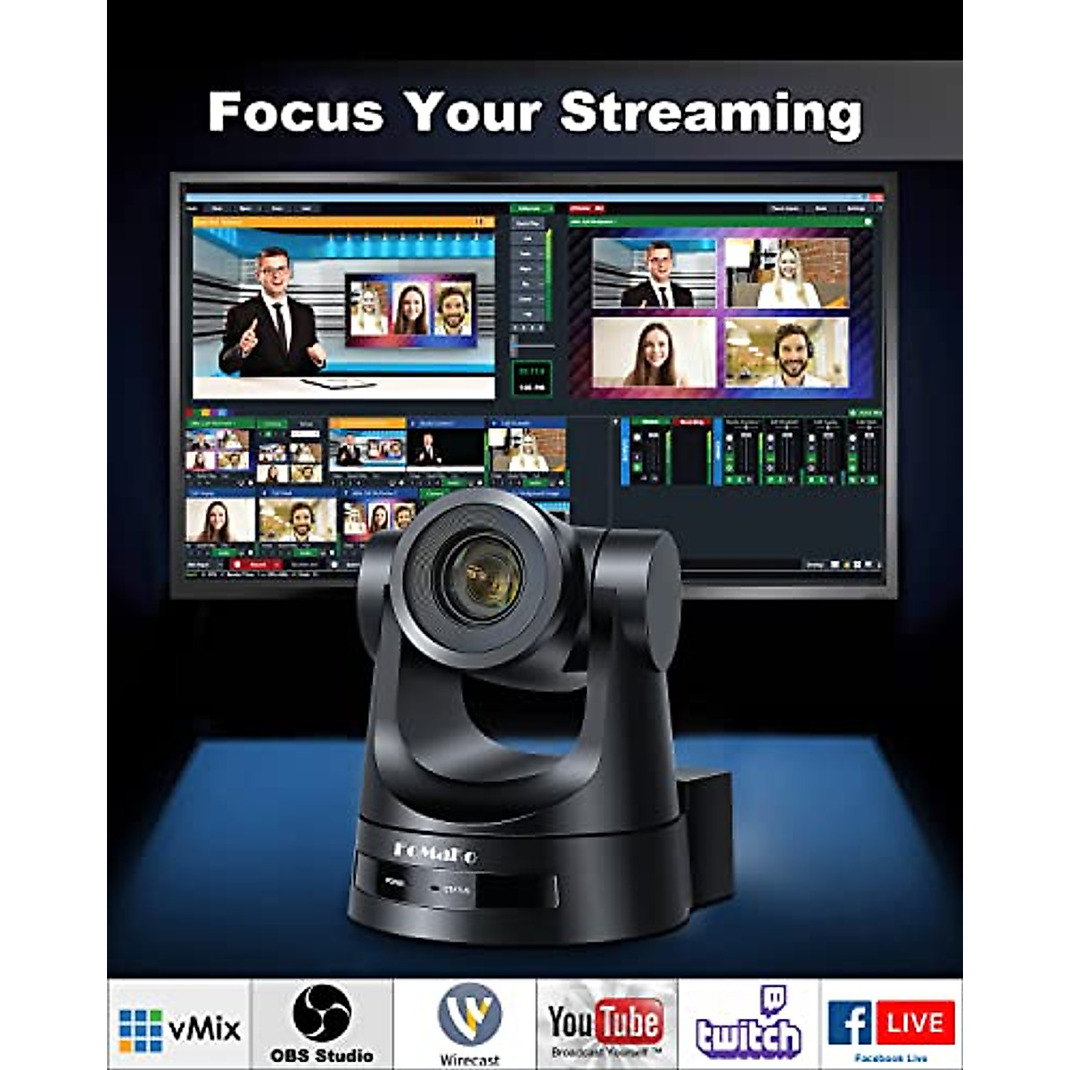 FoMaKo PTZ Camera 30X Bundle HDMI 3G-SDI IP PoE HDMI PTZ Camera for Church Worship(2pcs) PTZ Controller PoE IP PTZ Camera Controller Keyboard (PTZ Bundle FMK30SDIx2+KC608 Pro)