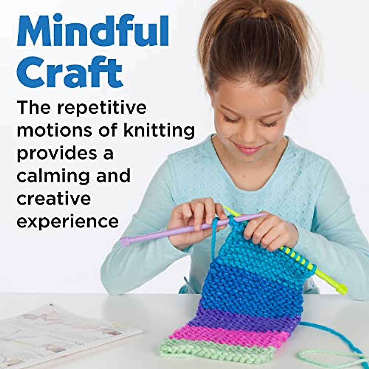 Creativity for Kids Learn to Knit Pocket Scarf - DIY Knitting Kit for Beginners, Kids Craft Kit