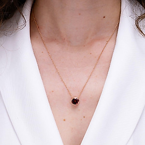 Angara Natural Garnet Solitaire Pendant Necklace for Women in Sterling Silver (Grade-AAAA | 6mm) January Birthstone Jewelry Gift for Women | Birthday | Wedding | Anniversary