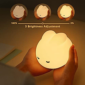 POQCCT Decor Night Light for Kids USB Rechargeable Cute Bunny LED Lamp with Timer & Touch Control Rabbit Shape Dimmable Warm Night Lights for Baby Breastfeeding Sleep Nursery Soft Eye Caring