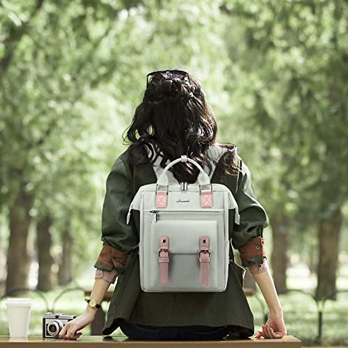 LOVEVOOK Mini Backpack for Women, Small Backpack Purse Cute Daypacks Stylish Bags for Shopping, Work, Dating, Grey-Pink