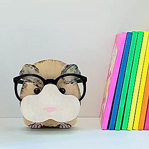 RUIHAOCH Creative Animal Glasses Holder for Kids Cute Handmade Wood Carved Animal Eyeglass Holder Display Stand, Christmas New Year Gift Home Office Desktop Decor (O)
