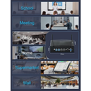 Baieyu Industrial Fanless Computer Core i5-8260U, Fanless Mini PC Preinstalled Windows 11 Pro 16GB RAM DDR4 512GB SSD, 2×HD Port, 2×RS232 COM, 4×USB 3.0, 4×USB 2.0, Auto Power On, Industrial Mini PC
