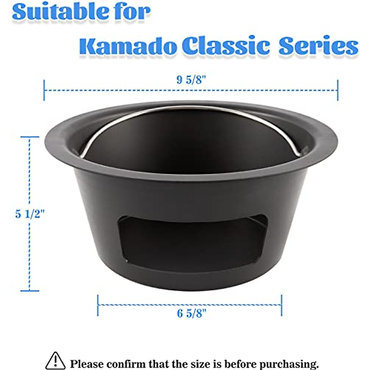 KAMaster Carbon Steel Ash Can with Handle for Kamado Classic Joe,Ash Pot Must Have for Kamado Accessories Charcoal Basket Folding Handle Ash Collector for Grill Classic Series and Other Similar Size