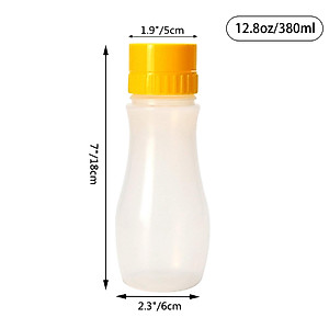 3 Pcs 5-hole Sauce Squeeze Bottle,12.8oz/380ml Plastic Condiment Squeeze Bottle for Ketchup Jam Mayonnaise BBQ Sauce,Yellow