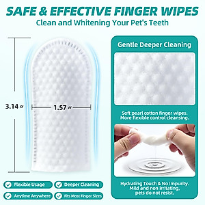 ANTONDOLL Dog Ear Cleaner Finger Wipes - Grooming Kit Care for Dogs and Cats Regular Soothing Odor Control Reduce Dirt Wax Build Up Pet Supplies Easy to Use Fresh Coconut Scent 100 Pcs