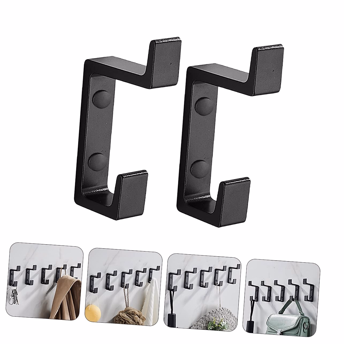 DOITOOL 6 pcs Household for Robe Shelves Heavy Hanger Hook Home Clo Coats Towel Hat Double Modern Key Stylish Bedroom Useful Durable Black Mounted Bathroom Entryway Rack Storage Coat