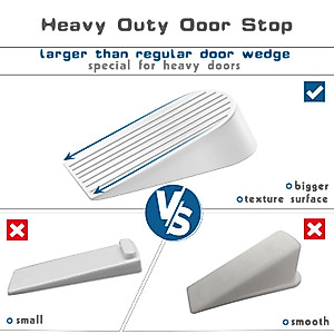 KOLAKO Door Stops, Rubber Door Stopper Wedge, Heavy Duty Extra Large Floor Doorstops for Bottom of Door, Security Big Door Stoppers Wall Protector, 2 Pack (White)