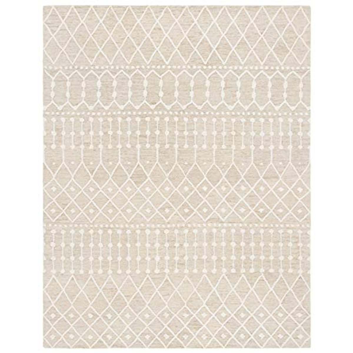 SAFAVIEH Blossom Collection Area Rug - 8' x 10', Beige & Ivory, Handmade Moroccan Wool, Ideal for High Traffic Areas in Living Room, Bedroom (BLM115B)