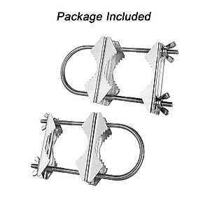 Wdwlbsm Double Antenna Mast Clamp V Jaw Block with U Bolts|Heavy Duty Anti-Rust Mast to Mast Mount Bracket Kit for TV,CB,Ham,Pipe,Flag Pole,Hold Umbrella Parasols for Deck Railing,Fence(2 Set)