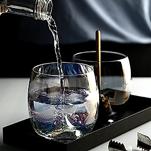 Amesser Whiskey Glasses Old Fashioned 12 - Ounce Set of 2, Lead·Free Handblown Crystal Whisky Tumbler for Bourbon, Scotch, Liquor, Irish, Vodka, Cognac, Snowy Mountains, Clear