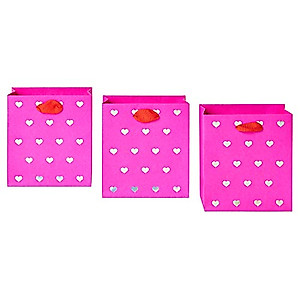 Papyrus 5" Small Gift Bags (Pink Stripes and Hearts) for Birthdays, Bridal Showers, Baby Showers and All Occasions (6 Bags)