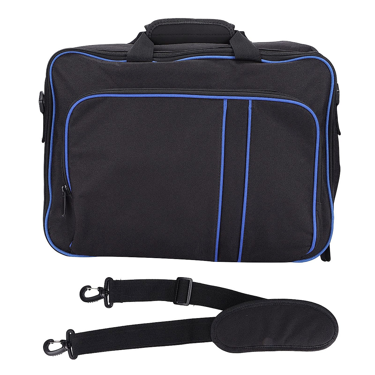 ASHATA Portable Travel Carrying Bag for PS5, Large Capacity Protective Console Case with Adjustable Shoulder Strap and Flared Pad for Games Controller(Blue Black)