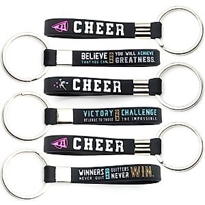 Inkstone Cheerleading Keychains | (12 Pack) Sports Inspirational Quotes | Flexible | Gifts For Your Team, Friends, Colleagues