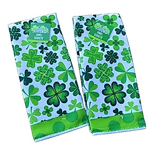 St. Patrick's Day Shamrock Kitchen Bathroom Hand Towels, Set of 2
