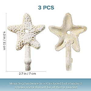 Cabilock Curtain Hooks Metal Hangers 3Pcs Decorative Wall Hooks Shape Single Prong Hangers Hooks Cast Iron Coat Hooks Wall Decorations for Bedroom Bathroom Curtain Hooks Wall Hangers Without Nails