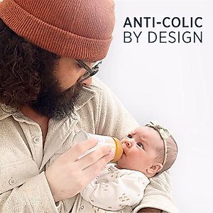 HEVEA Wide Neck Baby Glass Bottle 2-Pack Free from Plastic, BPA, and Phthalates (250 ml / 8 oz)