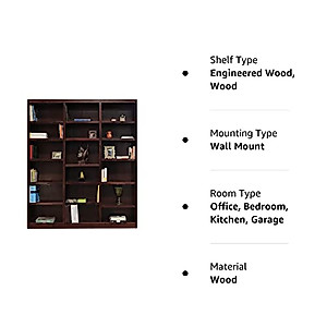 Traditional 84" Tall 18-Shelf Triple Wide Wood Bookcase in Cherry