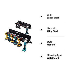CONVIVI Design Power Tool Holder - Holds 6 Drills Power Tool Storage Rack (Black) - Cordless Power Tool Organizer for Garage - HeavyDuty Drill Holder Wall Mount - Easy to Install