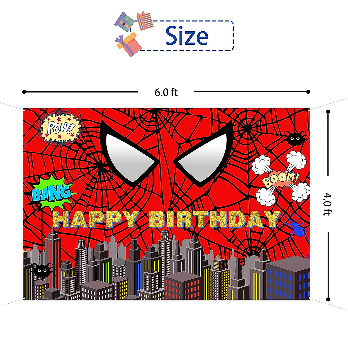 RoadSea Cartoon Sign Birthday Backdrop Banner - Kid Girl Boy Birthday Party Background - Cartoon Movie Theme Boy Birthday Party Photography Background Decorations - 6 x 4 Feet