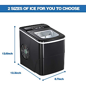 Electactic Ice Maker Machine for Countertop, 26Lbs/24H Portable Electric Ice Makers, Compact Ice Cube Maker with Ice Scoop and Basket 9 Cubes Ready in 6-8 Minutes,Ice Making Machine for Home(Black)