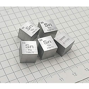 10mm Tin Metal Cube 99.9% Pure for Element Collection Lab Experiment Material Hobbies Substance Block Display