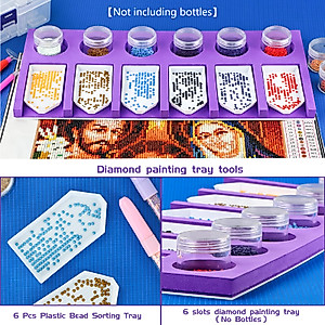 Diamond Painting Accessories Tray Organizer, Art Painting Beads Sorting Storage containers, Diamond Art Tools Kits for Glitter Rhinestones/5D Diamond Embroidery/DIY Crafts (6 Slots Trays)