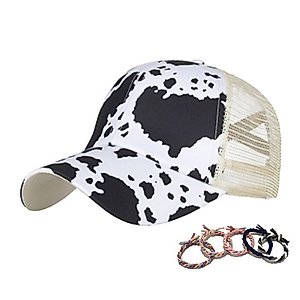 Womens Cow Print Baseball Cap Unisex Adjustable Baseball Hat Casual Cotton Sun Hats for Teen Girls