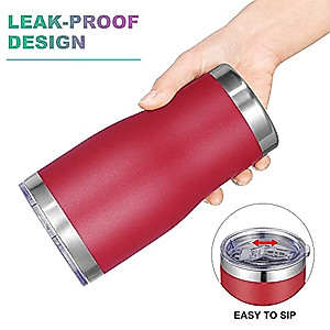 VEGOND 20oz Tumbler Stainless Steel Tumbler Cup with Lid And Straw Vacuum Insulated Double Wall Travel Coffee Mug(Brick red 1 Pack)