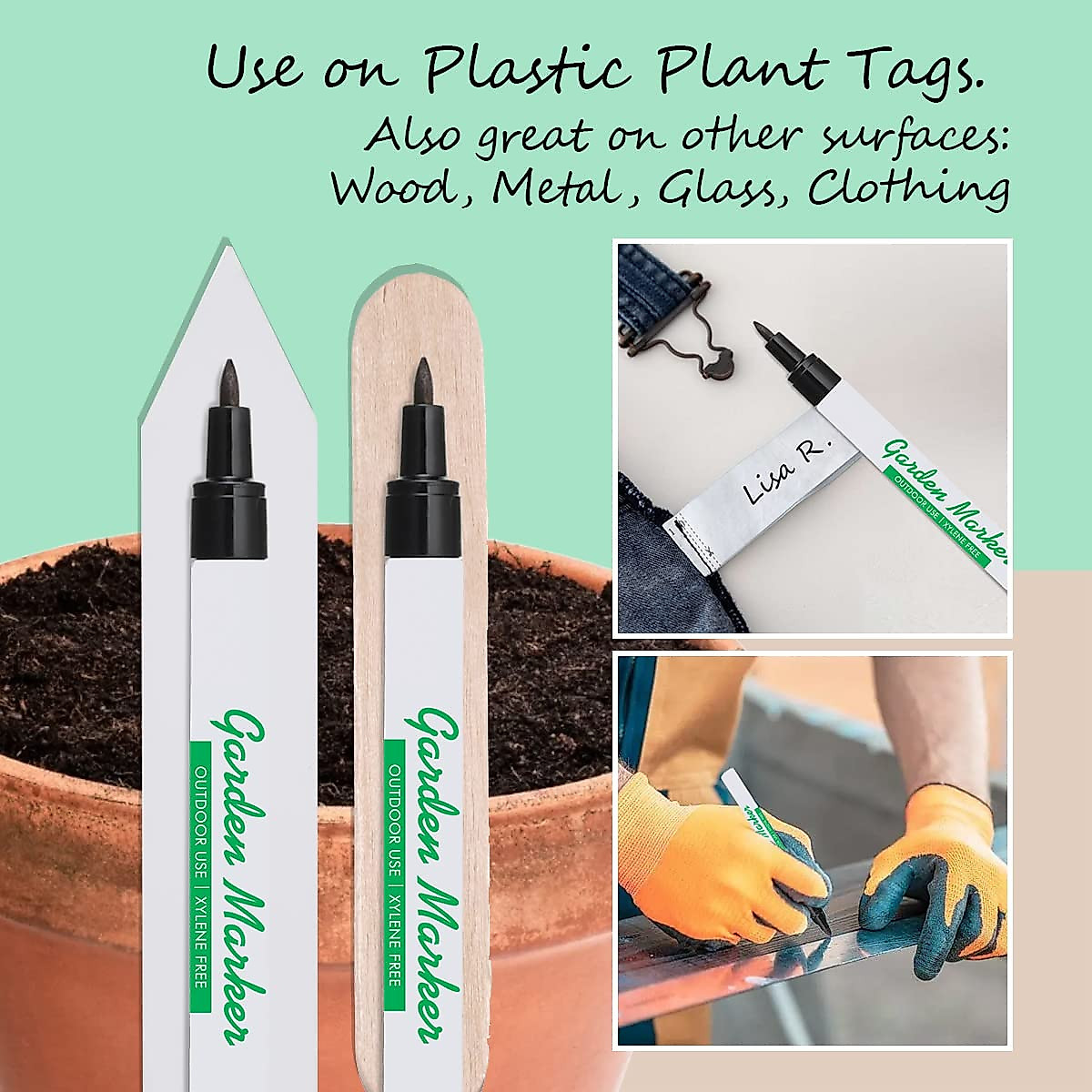 LINE42 Garden Markers for Outdoor Use, 0.8 mm Medium Point, Black - Fade Resistant Ink, Waterproof, Xylene Free, No Smudging, Dries Quick, Alcohol Based Garden Marker Pen, Use On Almost Any Surface