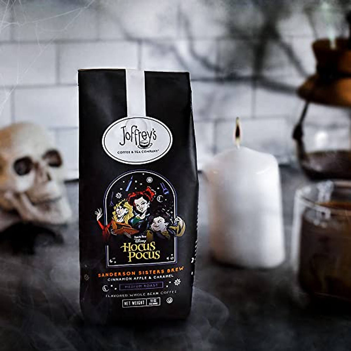 Joffrey's Coffee - Disney Hocus Pocus Sanderson Sisters Brew, Disney Specialty Collection, Medium Roast Flavored Coffee, Cinnamon Apple & Caramel Flavor, Brew or French Press (Whole Bean, 11oz)