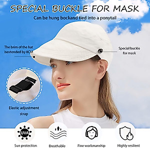 Generic Sun Hats for Women, Outdoor Uv Protection Hollow Top Sun Hat, Summer Wide Brim Sun Protection Hat, Sun hat with Ponytail Hole for Women, Women's Outdoor Adjustable Sun Hats(White), 5, Black