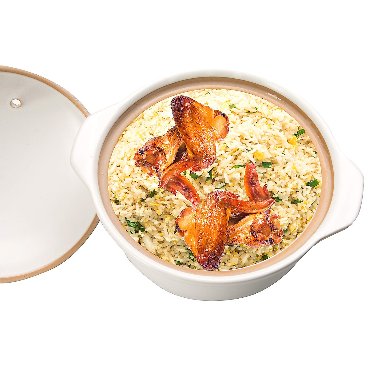 Uniware® Heavy Duty Heat Proof Ceramic Pot, White, (1.25 Liter (7.5"D X 3.5"H / (19cm D x 9cm H))