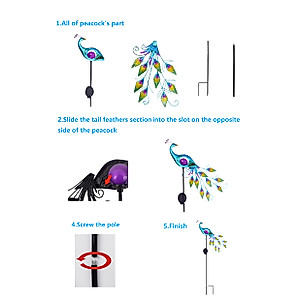 Stargarden Metal Solar Peacock Garden Stake, Garden Lights Solar Powered Waterproof Landscape Path Lights Outdoor Decorations for Pathway Patio Yard Lawn (Purple Ball)