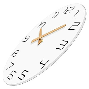 Lumuasky Wall Clock 12 Inch Wood Silent Non-Ticking Battery Operated White Flatwood Modern Simple Clock Decorative for Living Room Office Kitchen Home Bedroom School Hotel