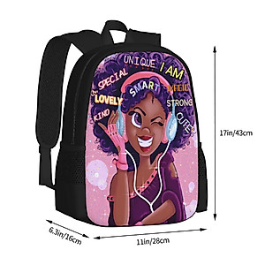 Waykales Afro Black Girls Backpack Laptop Backpack Cute Bookbag for Teen Women School Students Office 17 Inch