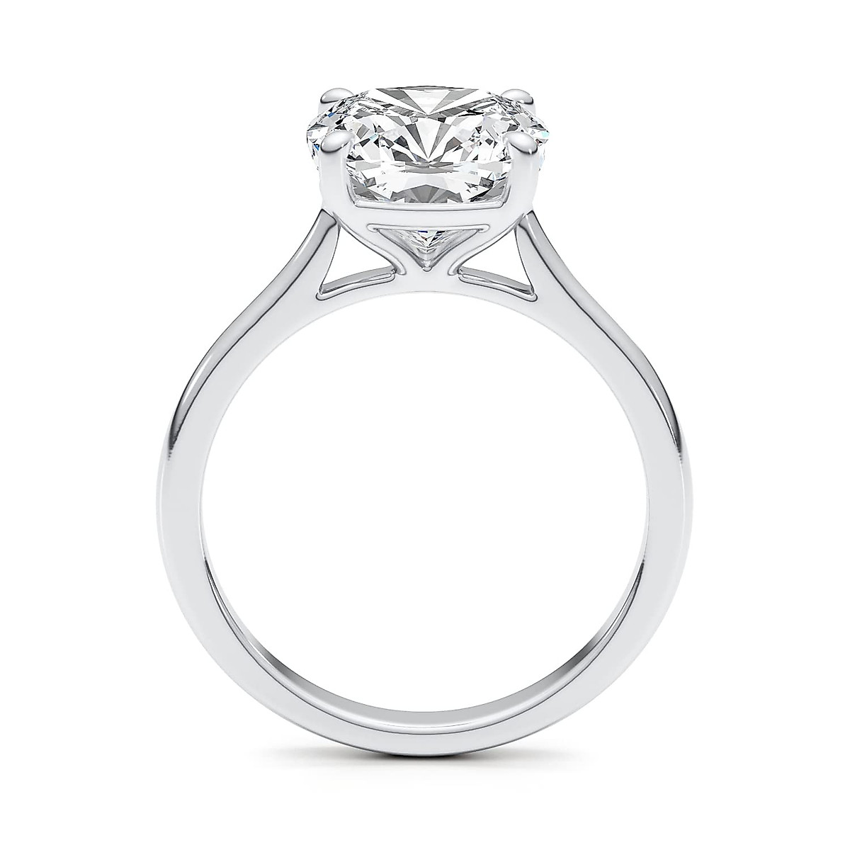 GLAM AND GEMS 3 Carat Cushion/Round/Emerald Cut Moissanite Engagement Statement Wedding Band Ring for Women in 14k White Gold (D-E, VVS1, 3 CTW) Anniversary Promise Ring Size 4.5 to 11 (Cushion, 5.5)