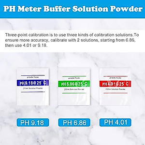Nynelly 15 Pack pH Meter Buffer Solution Powder pH 6.86, 4.01, 9.18 for Precise Calibrate pH Meter, pH Calibration Powder Solution, pH Tester Calibration Powder Packets
