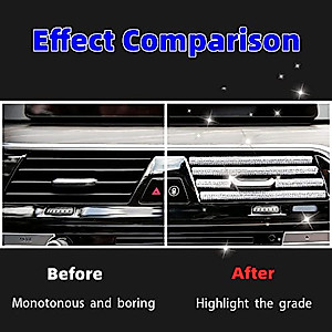 10Pcs Bling Car Vent Outlet Trim,Bling Rhinestone Car Air Conditioner Vent Decoration Strip,Bling Car Interior Moulding Trim Decor Bling Car Accessories （White）