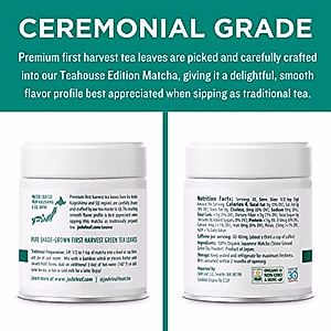Jade Leaf Matcha Organic Green Tea Powder, Ceremonial Grade, Teahouse Edition Premium First Harvest - Authentically Japanese (1.06 Ounce Tin)