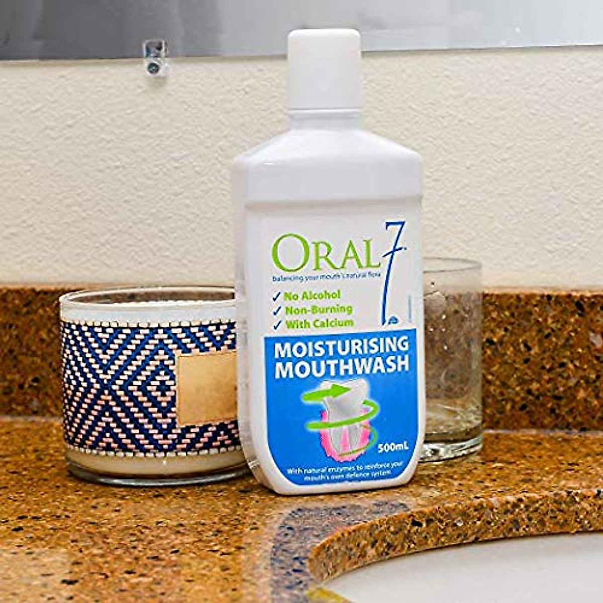 Oral7 Dry Mouth Mouthwash Alcohol Free Oral Rinse with Xylitol, Moisturizing Mouth Wash and Breath Freshener, Promotes Gum Health and Fresh Breath, Oral Care and Dry Mouth Products 500mL
