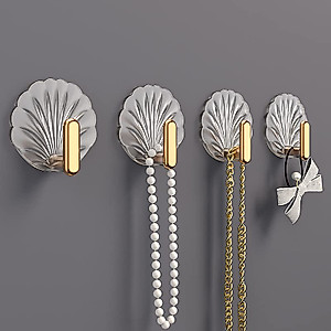 KINTEGOOD Decorative Wall Self Adhesive Hooks, Adhesive Wall Hooks for Hanging Heavy Duty, Over The Door Hooks Key Holder for Wall, Wall Hook Key Purse Hanger Door Hanger Hook (4pcs)