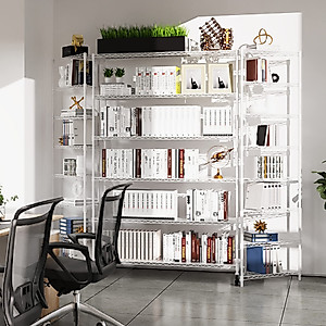 6 Tier 6000lbs Capacity NSF Metal Shelf Wire Shelving Unit, Heavy Duty Adjustable Storage Rack with Wheels & Shelf Liners for Commercial Grade Utility Steel Storage Rack, White - 82"H x 48"L x 18"D