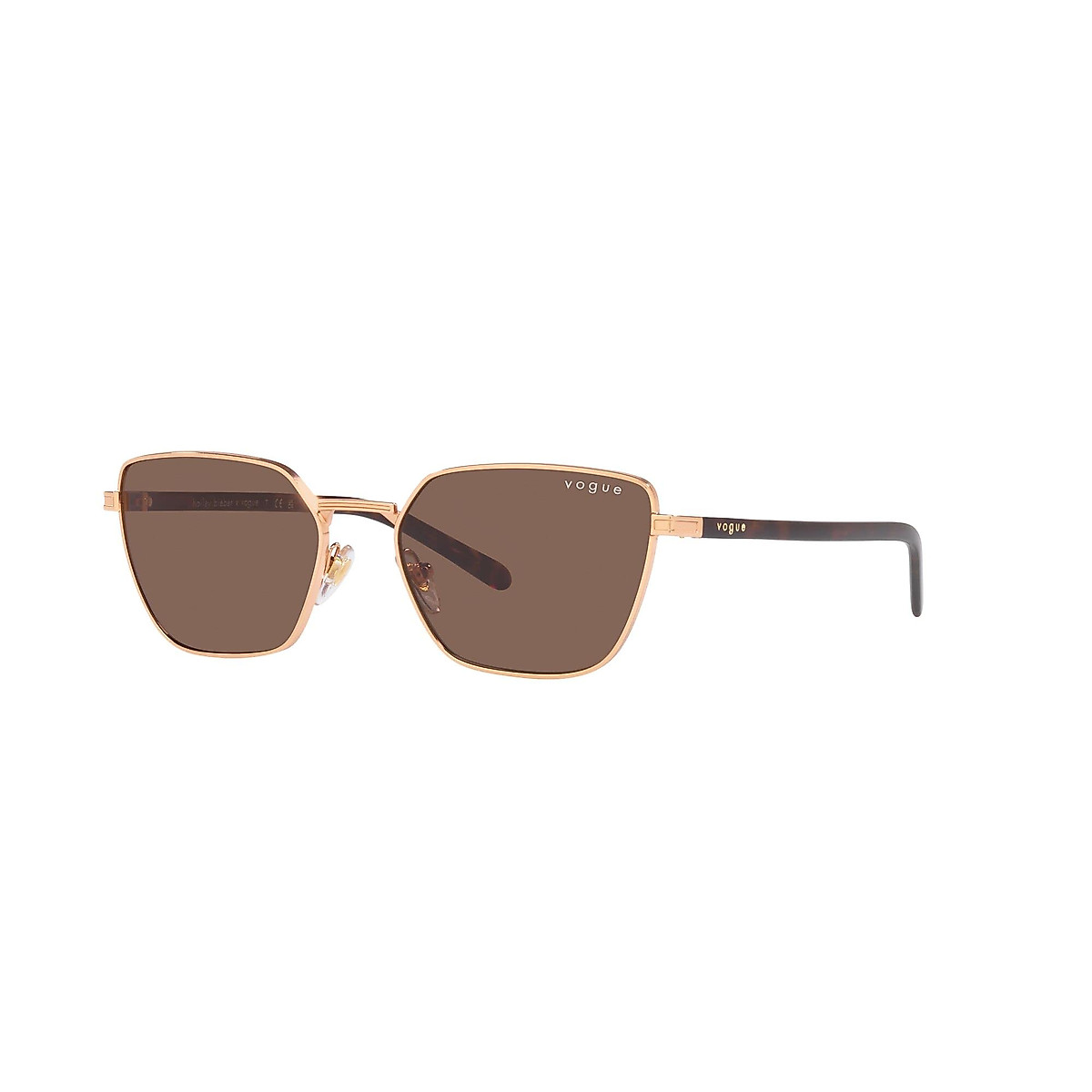 Vogue Eyewear Woman Sunglasses Rose Gold Frame, Dark Brown Lenses, 53MM