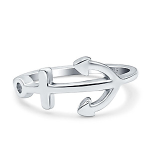 Blue Apple Co. Size-08 Anchor Band Rhodium Plated Statement Fashion Thumb Ring 925 Sterling Silver