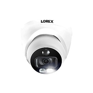Lorex C861XC-E 4K Ultra HD Active Deterrence Dome Analog Security Camera, 135ft Night Vision, Color Night Vision, Motion-Activated LED Warning Light, IP67,Camera Only, White (Renewed)