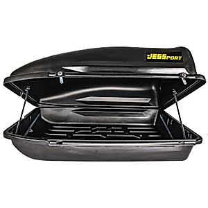 JEGS Rooftop Cargo Carrier for Car Storage - Small Roof Rack Cargo Carrier - Heavy Duty Weatherproof Storage - Made in USA - 10 Cubic Ft - 110 Lb Capacity - Zero Tool Easy Assembly - Aero Design