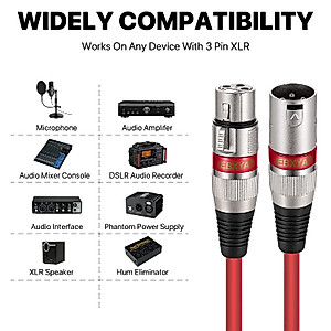 EBXYA XLR Cable 50 Feet - DMX Cable with 3 Pins Balanced Shielded XLR Male to Female Mic Cable Cords (4 Colors)