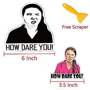 Aokannavi Greta Thunberg How Dare You Laptop Window Car Bumper Helmet Water Bottle - Sticker Graphic - Weatherproof & Long Lasting Sticker (2 Pieces)